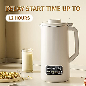 Nut Milk Maker Machine - 20 oz Multi Automatic Almond Milk Machine with 10 Blades, Homemade Almond, Oat, Soy, Etc Grain, Soy Milk Maker Machine with Delay Start/Keep Warm/Self-Cleaning/Free Filtering