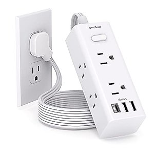 Flat Plug Power Strip, 5Ft Ultra Thin Flat Extension Cord with Multiple Outlets - 6 Outlet 3 USB Ports (1 USB C), Desktop Power Strip with No Surge Protection, Cruise Ship, Dorm Room Travel Essentials