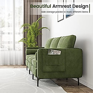 Giantex Sectional Sofa Couch, 3-Seater Modular Sleeper with Thick Cushion, 2 Bolsters, Armrest Magazine Pocket, Metal Legs, Modern Mid Century for Living Room Reception Bedroom Office