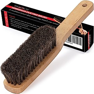 Horsehair Shoe Boot Brush 10.2 inches, Hat Brush, Hand Broom Brush by TAKAVU, 100% Soft Genuine Horse Hair Bristles, Long Beech Wood Handle for Cleaning Shoe, Boot, Counter, Bed, Cloth, Furniture