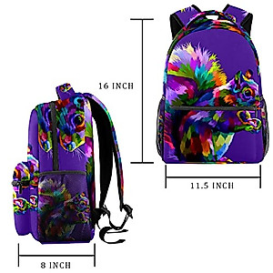 Watercolor Squirrel Painting Large Backpack for Boys Girls SchoolBag with Multiple Pockets Canvas
