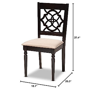 Baxton Studio Renaud Dining Chair and Dining Chair Sand Fabric Upholstered Espresso Brown Finished Wood Dining Chair