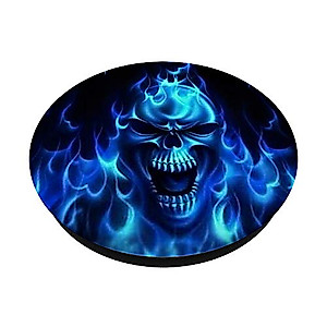 Blue Flame Screaming Skull Phone Accessory PopSockets PopGrip: Swappable Grip for Phones & Tablets