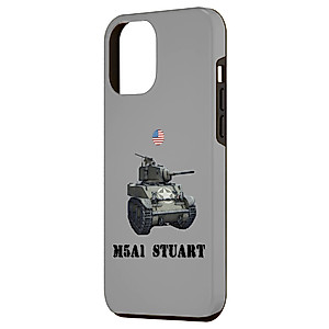 iPhone 12 Pro Max M5A1 Stuart, USA Light Tank WW2 Military Machinery Case