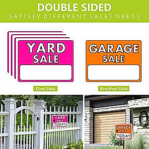 5-Pack Double-Sided Yard Sale Sign Kits with 1400 pcs Sale Pricing Stickers, Large Font, Fluorescent Neon Color, All-Weather Plastic-Coated Signs for Yard Garage Sale
