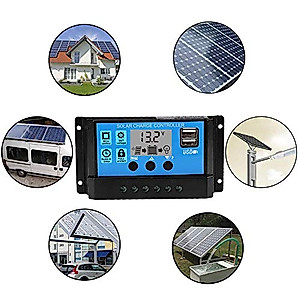 Aramox Solar Charge Controller, 12V-24V MPPT Solar Battery Solar Charge Controller PWM Controller 60A/50A/40A/30A/20A/10A(50A)