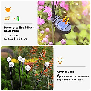 KHTO Solar Firefly Lights Outdoor Waterproof，Solar Crystal Ball Starburst Swaying Garden Decorative Lights for Yard Patio Pathway Decoration (2Pack-Warm White)