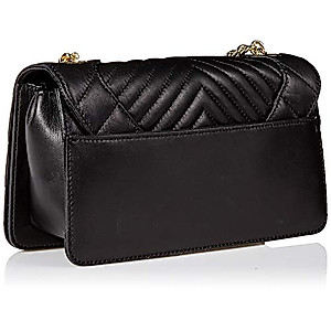 Karl Lagerfeld Paris womens Lara Quilted Shoulder Bag, Black/Gold, One Size US