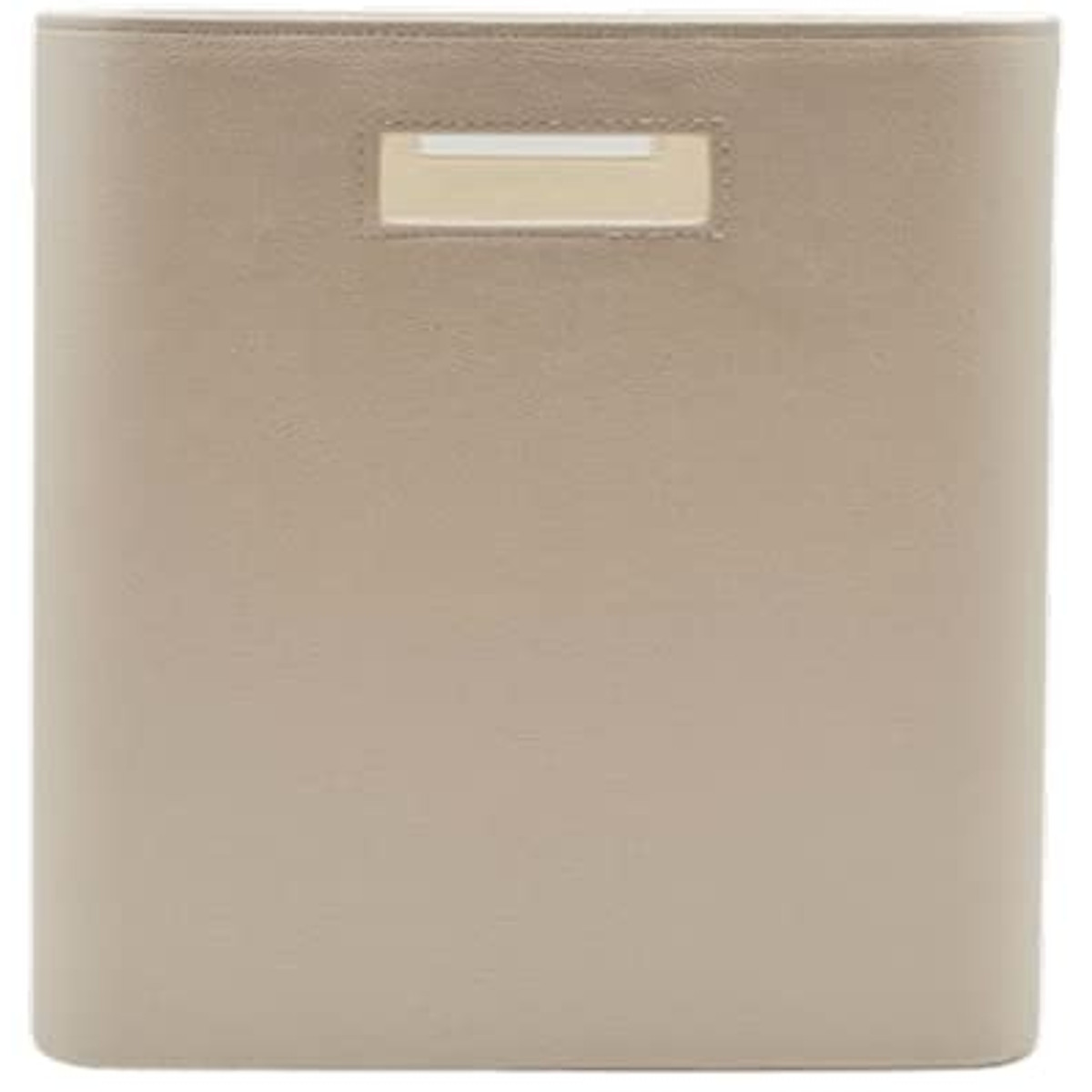 Chloe and Cotton Vegan Leather Storage Bin | Living Room Storage Container | Sturdy Basket with Handles | Decorative Bin for Shelves, Bookcases & Cubbies | Beige