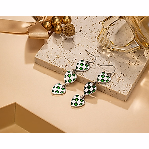 St Patricks day Decorations Green Interlocking Heart Earrings for Women, Good Luck Irish Party Jewelry