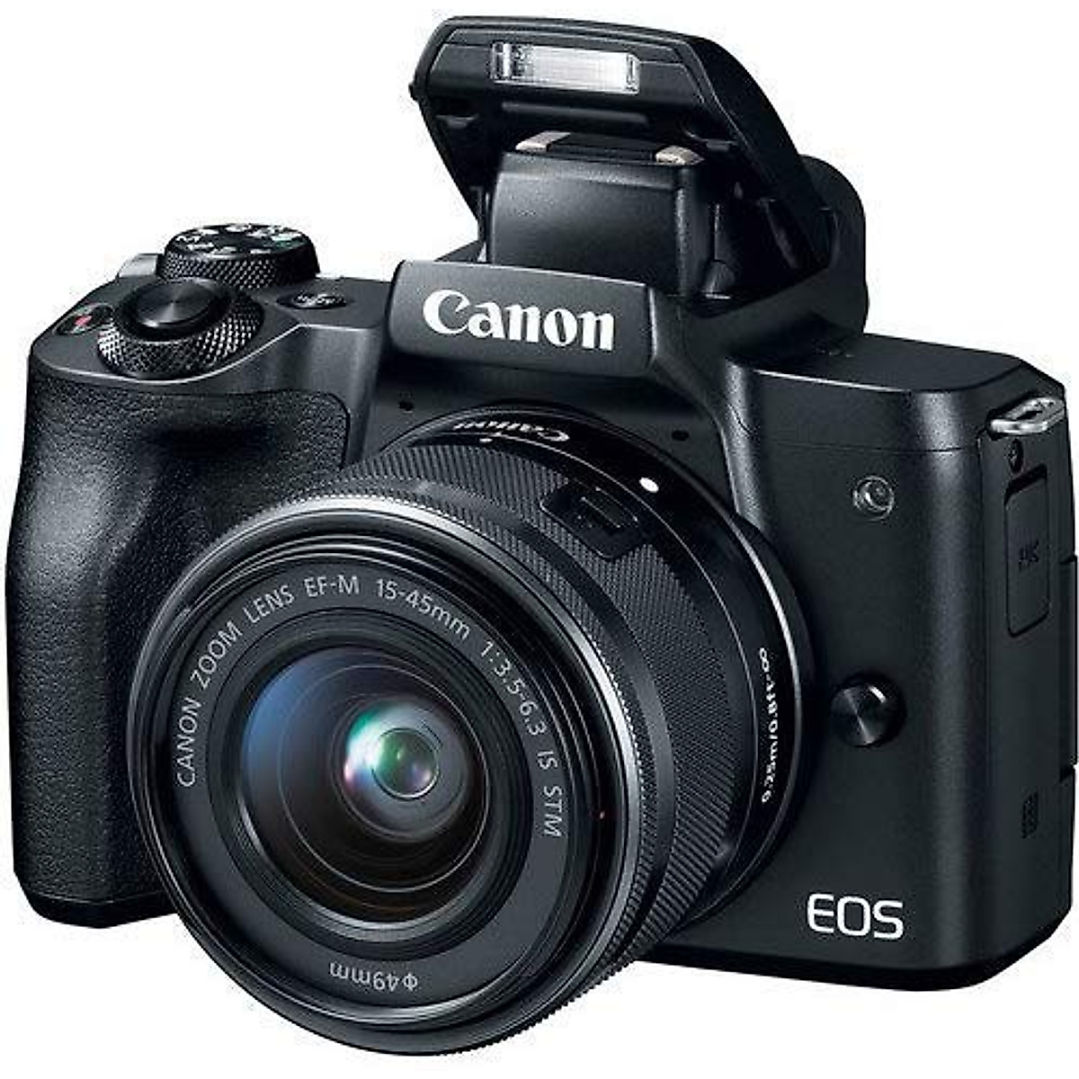 Canon EOS M50 Mirrorless Digital Camera with 15-45mm Lens Video Kit (Black) + Wide Angle Lens + 2X Telephoto Lens + SanDisk 32GB SD Memory Card + Accessory Bundle (Renewed)