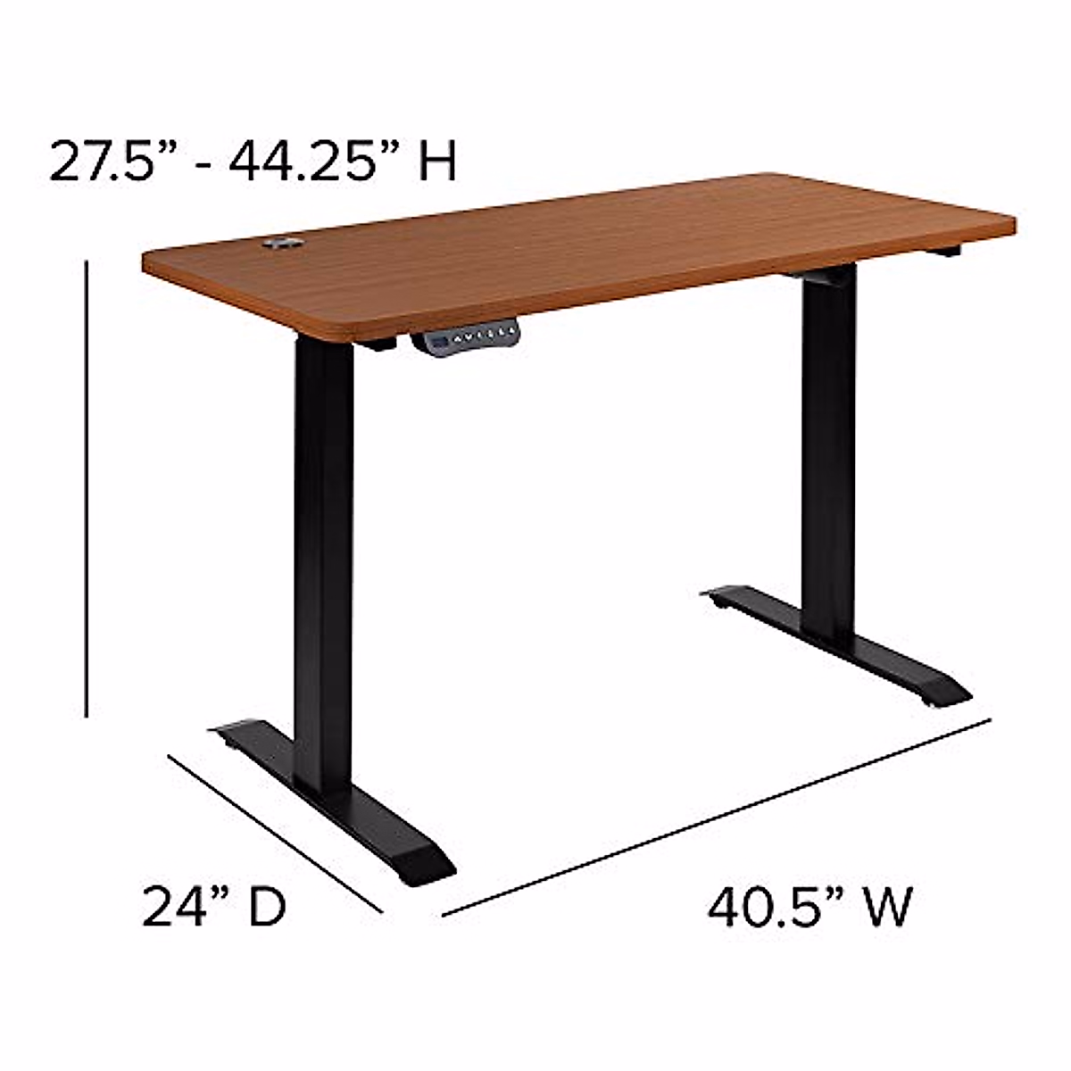 Flash Furniture Tanner Electric Height Adjustable Standing Desk - Table Top 48" Wide - 24" Deep (Mahogany)
