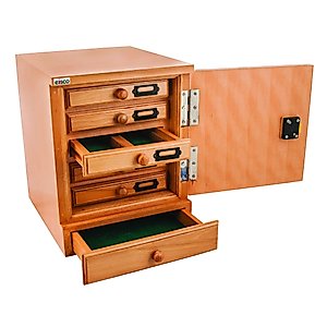 Eisco Labs Wooden Slide Cabinet, 5 Drawers, 500 Slide Capacity Total