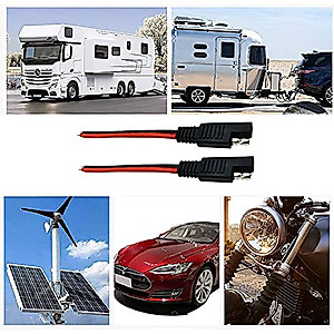 Halokny SAE Splitter Cable, 14AWG SAE 1 to 2 DC Power Automotive Y Splitter Extension Cable for Automobile and Solar Panel (1Ft/30cm)