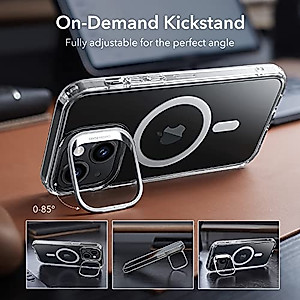ESR for iPhone 13 Case/iPhone 14 Case, Compatible with MagSafe, Built-in Camera Ring Stand, Military-Grade Protection, Magnetic Phone Case for iPhone 13/14, Classic Kickstand Case (HaloLock), Clear