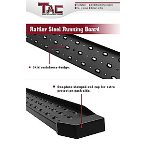 TAC 6.5” Running Boards Fit 1999-2016 Ford F250/F350/F450/F550 Super Duty Regular Cab Truck Pickup Utility Black Rattler Steel Running Boards Side Steps Nerf Bars Rail Rocker Panel Off Road (2PCS)