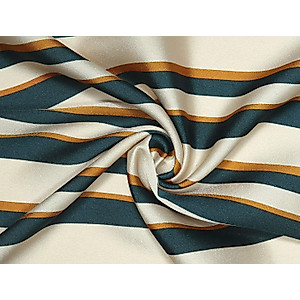 Allegra K 50cm Stripe Print Square Neck Wrap Scarves Head Scarf Kerchief Neckerchief for Women Peacock Green
