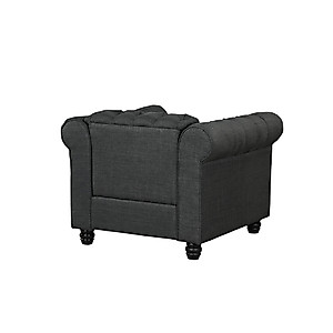 US Furnishing Living Room, Chair for Living Room Furniture Sets, Linen Fabric, Dark Grey (Chair)