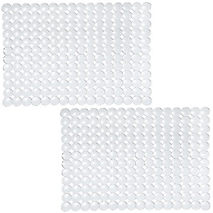 Coopay 2 Pack Kitchen Sink Mat Plastic Sink Protect Mat PVC Eco-Friendly Kitchen Adjustable Stainless Steel/Porcelain Dish Drying Pad Sink Protector for Bottom of Kitchen Sink, 15 x 11 Inches (Clear)
