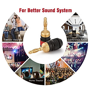 WGGE WG-008 24K Gold Safety Speaker Connector Banana Plugs for Speaker Wire, Wall Plate, Home Theater, Audio/Video Receiver, and Sound Systems ((12 Pairs (24 Plugs)))