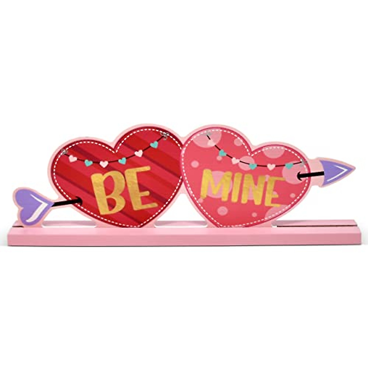 3 Valentines Day Wooden Table Decorations Valentine Centerpiece Pink Heart Love Tabletop Sign Valentine's Gift & Romantic Party Decor for Fireplace Mantle Shelf Office Desk Dining Room Kitchen & Home