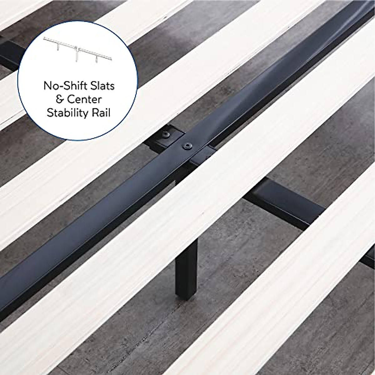 Classic Brands Mornington Upholstered Platform Bed | Headboard and Wood Frame with Wood Slat Support, Full, Grey