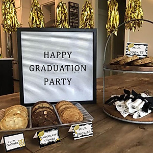 24pcs Graduation Place Cards - Graduation Food Labels for Buffet Table - Cheese Labels & Candy Table Supplies - Reusable Party and Graduation Party Decorations