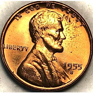 1955 S Lincoln Wheat Cent Red BU MS Penny Seller Mint State
