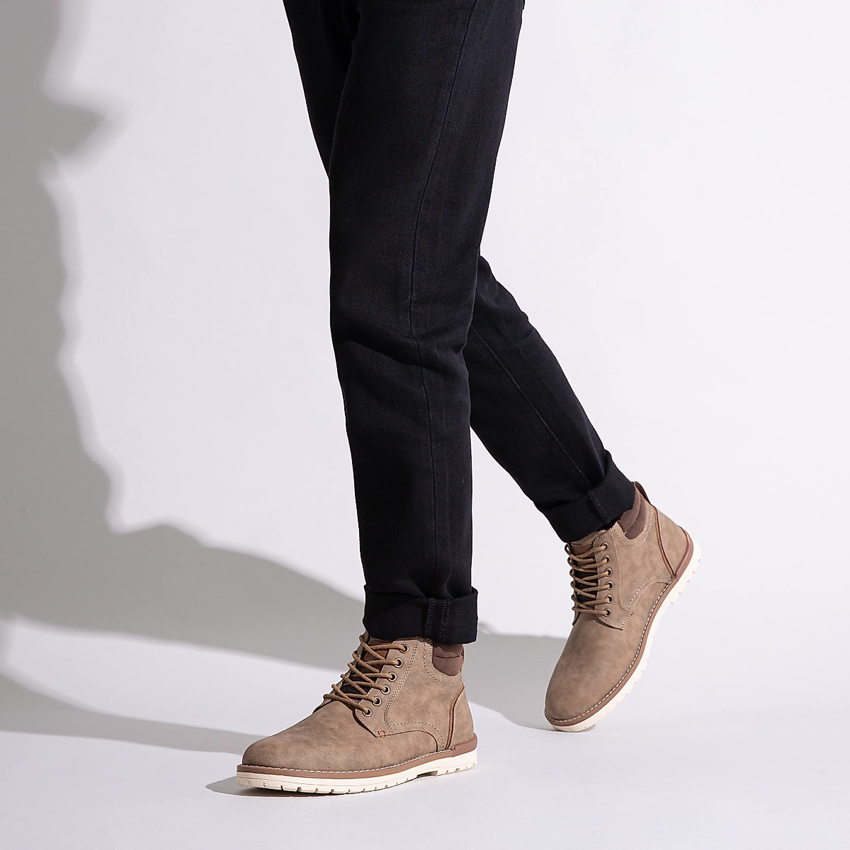 Vostey Men's Boots Casual Hiking Boots Winter Boots for Men Water-Resistant Chukka Boots (BMY673 Khaki Size 15)