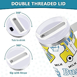 ARGTILDN 30 oz Tumbler School Bus Car Cartoon Insulated Travel Mug with Handle and Straw Lid Stainless Steel Vacuum Coffee Cup Tea Beverage Container Water Bottles for Car Sports office