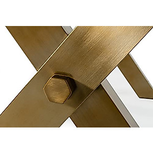 Limari Home Othon Collection Modern Style Glass Rectangular 8 Persons Dining Table with Stainless Steel Legs, Gold