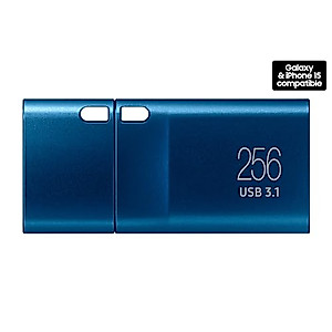 Samsung Type-C™ USB Flash Drive, 256GB, Transfers 4GB Files in 11 Secs w/Up to 400MB/s 3.13 Read Speeds, Compatible w/USB 3.0/2.0, Waterproof, 2022, Blue, MUF-256DA/AM