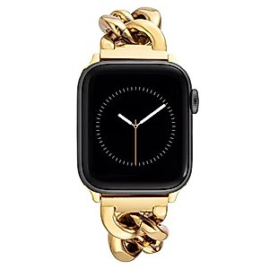 Anne Klein Fashion Chain Bracelet for Apple Watch, Secure, Adjustable, Apple Watch Replacement Band, Fits Most Wrists (38/40/41mm, Gold),WK-1016GPGP, Gold-Tone