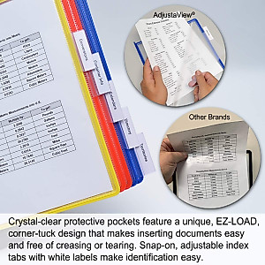 Ultimate Office AdjustaView 10-Pocket Desk Reference Organizer Add-On with Easy-Load Pockets (Add-On Module Only) (Colored Pockets)