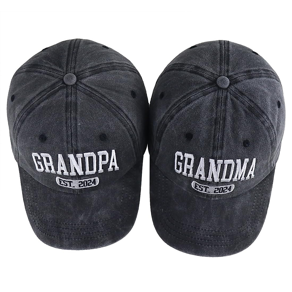 Grandpa and Grandma Est 2024 Hats for Men Women, New Grandparents Birthday Gifts for Baby Announcement, First Time Grandpa Grandma Baseball Cap Black