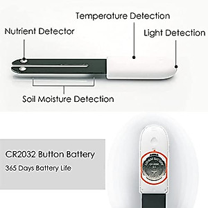 Soil Moisture Meter 4 in 1,Plant Water Monitor,Automatically detect Moisture/Temperature/Light/Fertility,Can Connect to Mobile Phone via Bluetooth,Hygrometer Sensor for Indoor Plants (1pc)