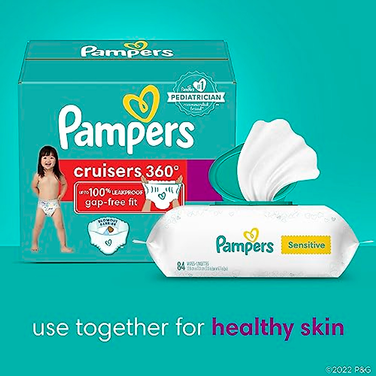Pampers Cruisers 360 Diapers - Size 4, One Month Supply (144 Count), Pull-On Disposable Baby Diapers, Gap-Free Fit