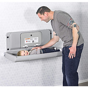 Foundations Ultra 200-EH Horizontal Wall-Mounted Baby Changing Station for Commercial Restrooms, High Density Polyethylene, Includes Safety Straps, Meets All Safety Standards, Made in The USA (Gray)