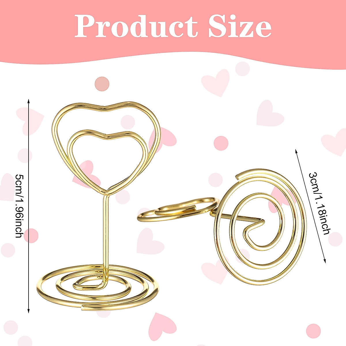 Gjinxi 20PCS Table Number Holders, Place Card Holders, Mini Table Card Holders Photo Holders for Tables, Picture Holder for Tables, Cards Stand with Heart Shaped Clip for Wedding, Photos, Memo Notes