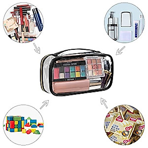 OCHEAL Clear Makeup Bags Small Cosmetic Bag Portable Cute Transparent Travel Makeup Bag with zipper for Women and Girls Cosmetics Toiletries storage Organizer Pouch-Black