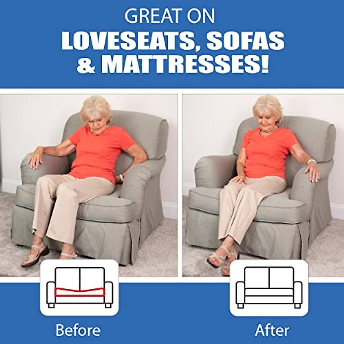 Product Trend Furniture Fix Steel for Chair, Sofa, Loveseat, Mattress, or Couch-Cushion Support, Supercomfortable Nonslip Adjustable Seat Support, Extend Furniture Life, (66 x 17) Inches Deep (Beige)