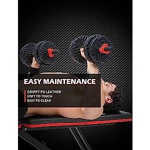 LINODI Weight Bench, Adjustable Strength Training Benches for Full Body Workout, Multi-Purpose Foldable Incline Decline Home Gym Bench