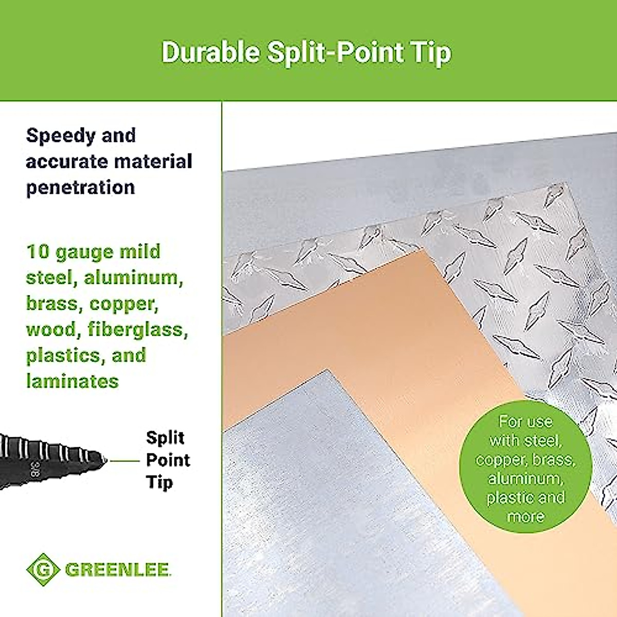 Greenlee GSB04 7/8" Step Bit (#4) Metal Cutter with Patented Split-Step Design, 7/8" Metal Cutting Tool for 1/2" Drill Chucks