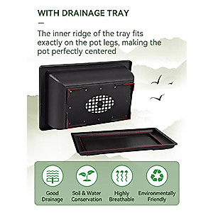 8 Packs Bonsai Training Pot with Humidity Tray - 6.5inch & 8.9inch Small Bonsai Tree Pots Kit, Plastic Plants Growing Planter with Drainage Tray, Indoor Decor Garden Yard