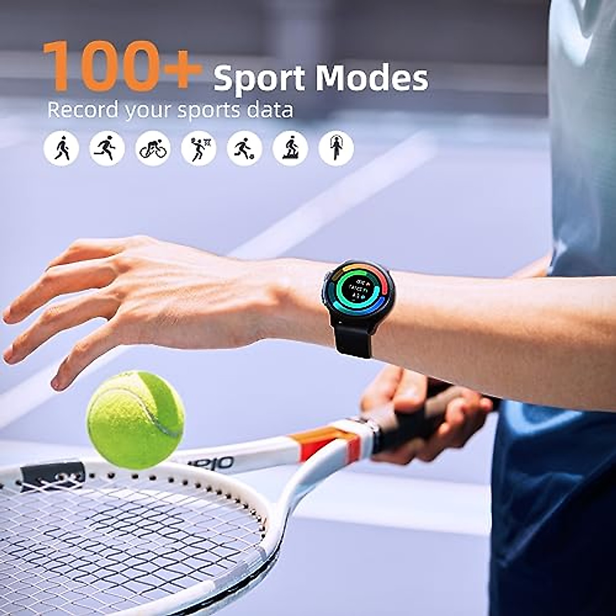 Smart Watch for Men Answer Make Call AMOLED Always-on Display Smartwatch for Android and iOS Phones 100+ Sports Modes Fitness Activity Tracking Heart Rate Blood Oxygen Sleep Monitor Pedometer