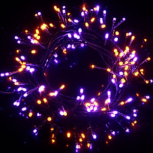 Joiedomi 300 LED Orange & Purple Halloween String Lights with 8 Modes 98.1FT Green Wire for Indoor Outdoor Holiday Décor Halloween Event Decoration, Tree, Eaves, Haunted House Theme Party