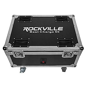 Rockville Best Pack 60 Black (6) Battery Wash Lights+Wireless DMX+Charging Case