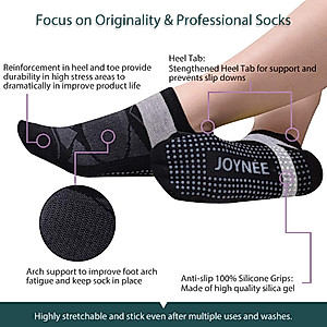 JOYNÉE Non-Slip Yoga Socks for Women with Grips,Ideal for Pilates,Barre,Dance,Hospital,Fitness 3 Pairs