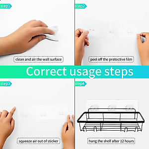 Quadafy 4 Pcs Corner Shower Caddy Adhesive Replacement Hook, No Drilling Strong Transparent Adhesive for Shower Caddy, Bathroom Storage Shelves, Kitchen Racks, Wall Mount Sticker Strips Pads