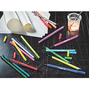 STABILO Premium Fiber-Tip Pen Pen 68 - ARTY - Pack of 18 - Assorted Colors